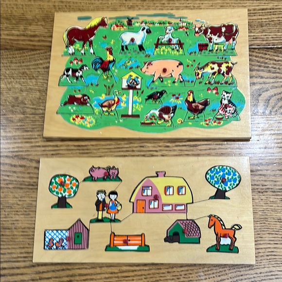 Toys | Vintage Farm Animal Wooden Puzzles From Holland | Poshmark